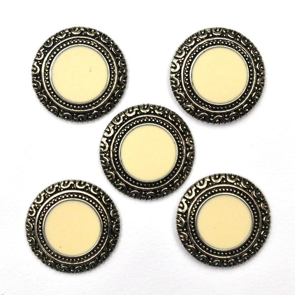 Silver Buttons with Ivory Inlay- Set of 5 – Edgewood Garden Studio